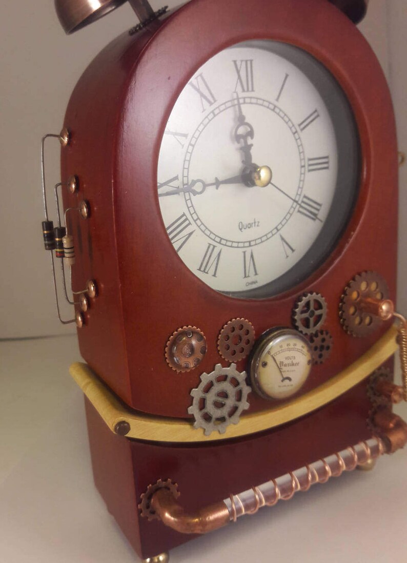 Mantel Clock, Steampunk, Working, Pendulum, Clock, Wood, Gift for Him ...