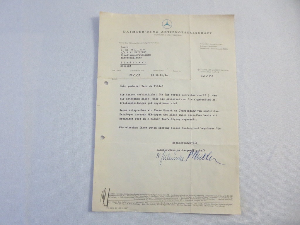 1957 Mercedes Benz Daimler Letter Letterhead Document German Text - Etsy