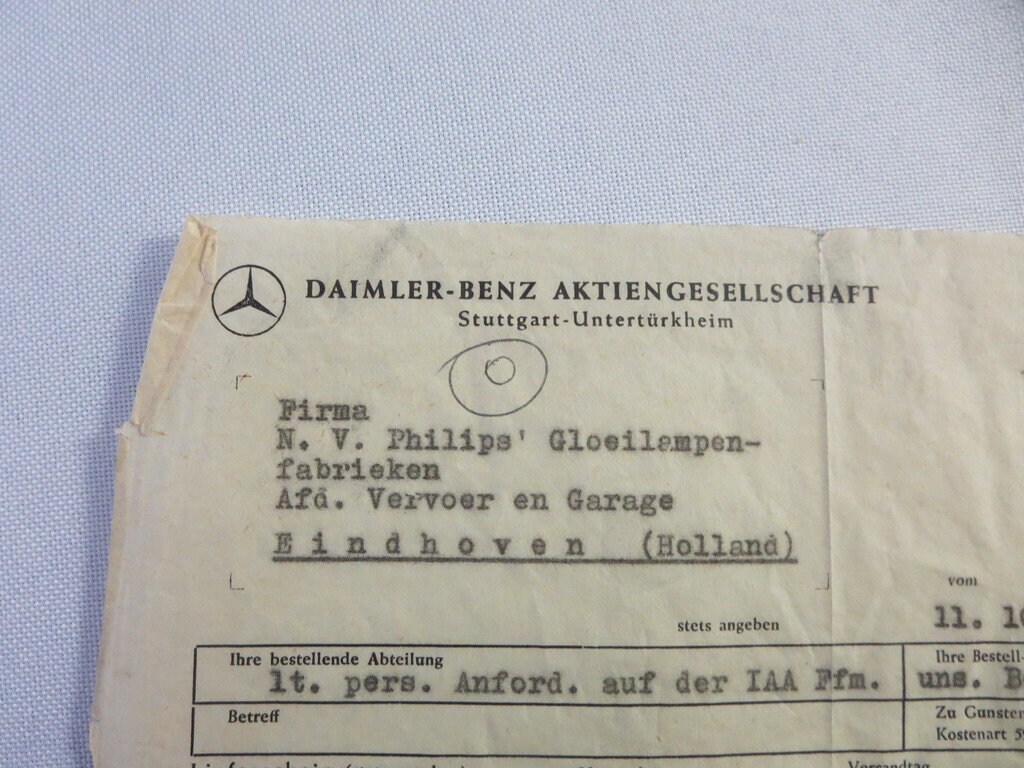 1957 Mercedes Benz Daimler Letter Document - Invoice for Brochures 300 ...