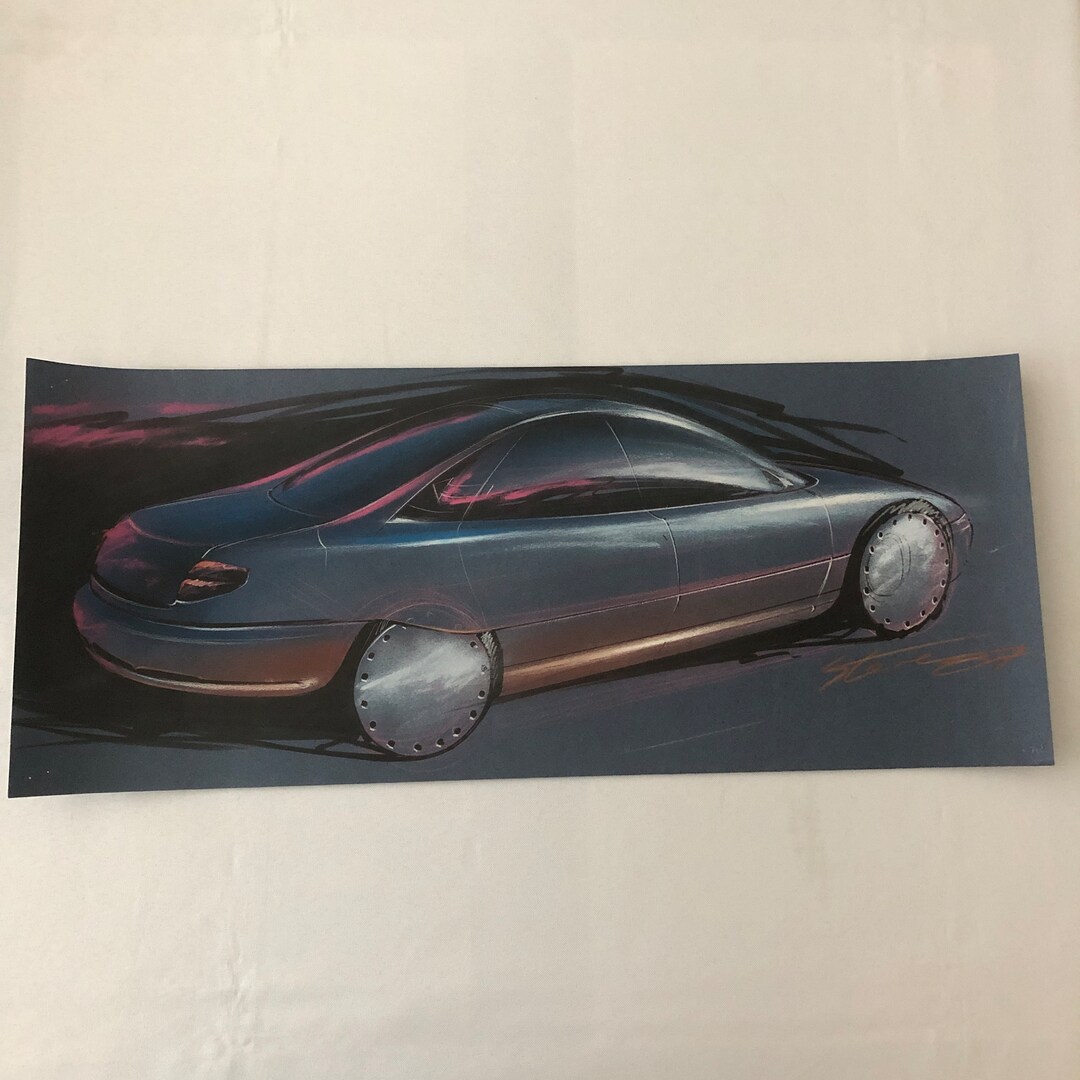 Styling Concept Car Illustration Art Drawing Sketch Vintage Original ...