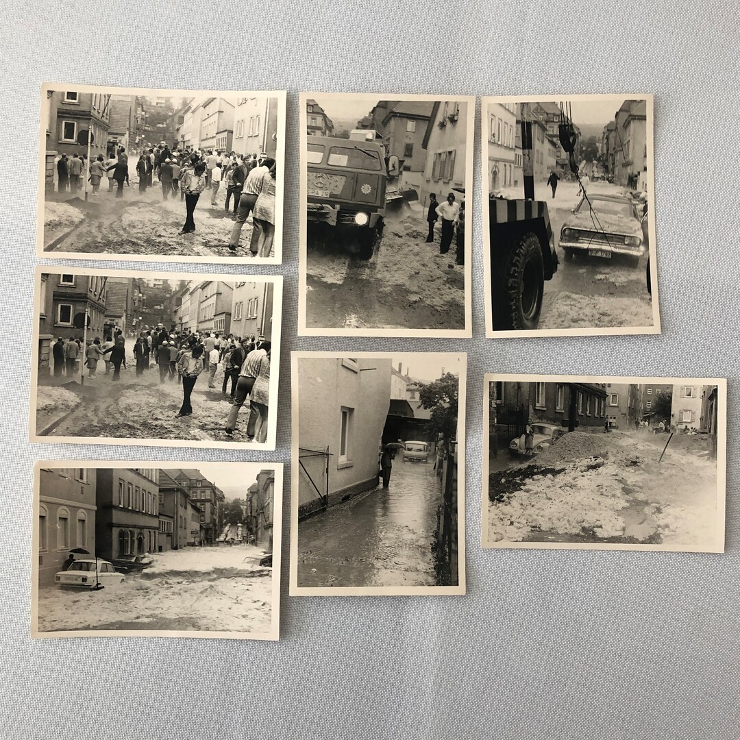 Vintage Snow Storm Flood Disaster Photo Lot of 7 Germany Cars People ...