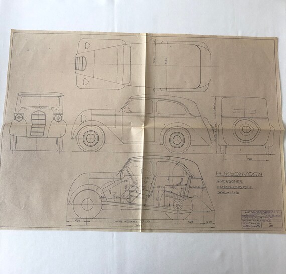 1935 Coachbuilder Car Design Blueprint Rendering Blue Print | Etsy