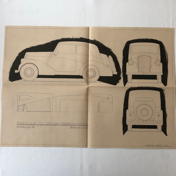 1934 Coachbuilder Car Design Blueprint Rendering Blue Print - Etsy