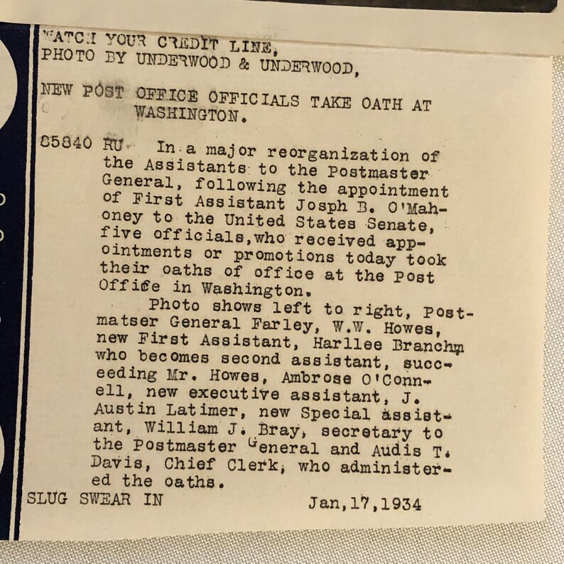 Press Photograph Photo 1934 Postmaster General Postal Post Office ...