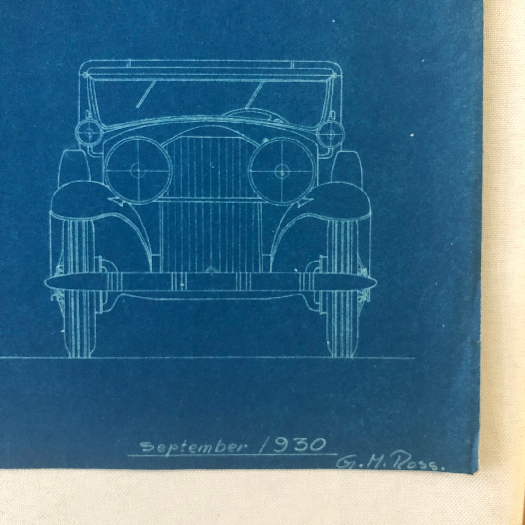 1930 Coachbuilder Car Design Blueprint Rendering Blue Print Roadster ...