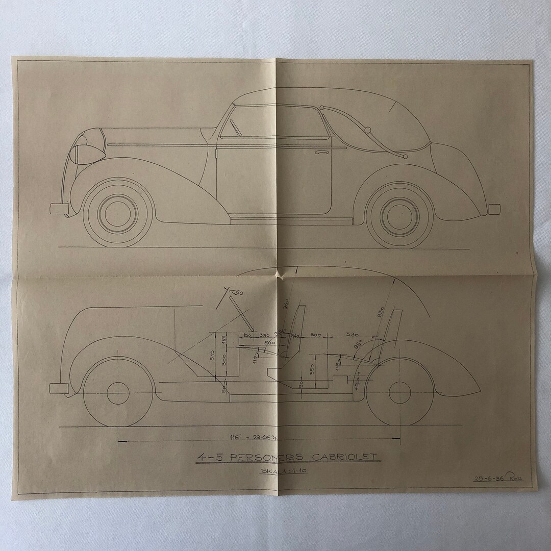 1936 Coachbuilder Car Design Blueprint Rendering Blue Print Coupe - Etsy