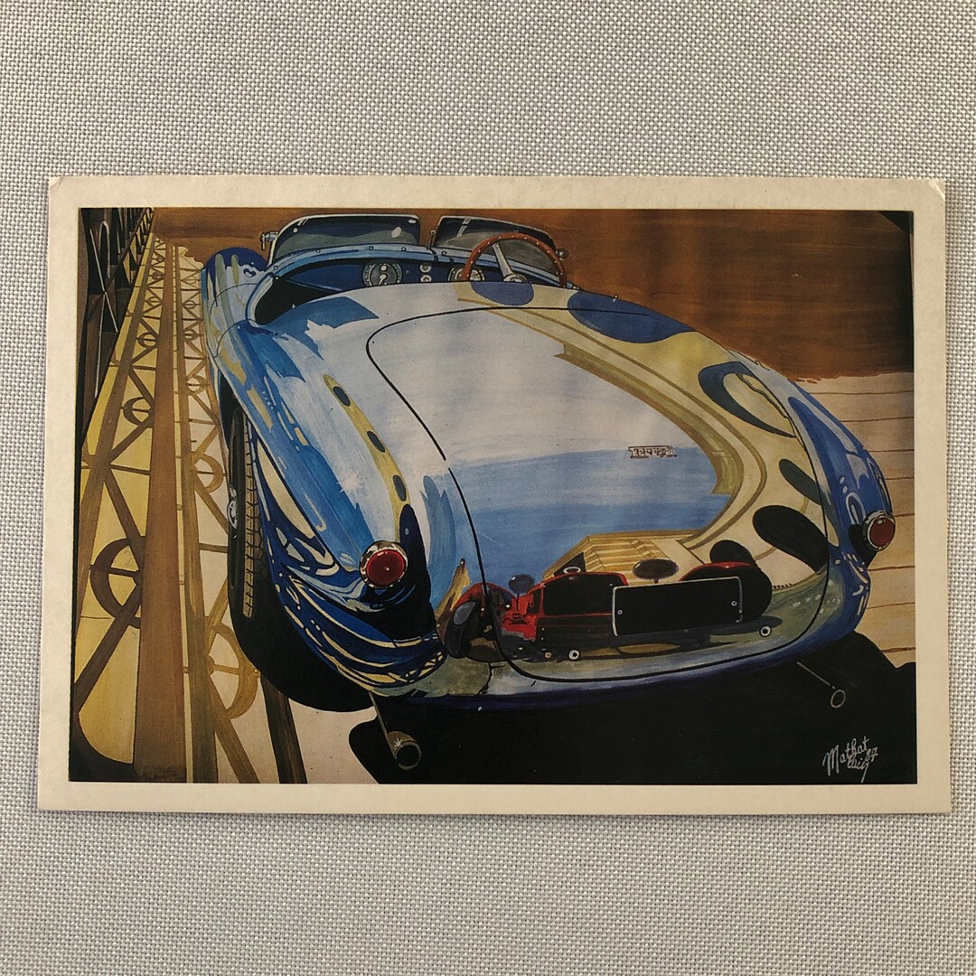 Ferrari Barchetta Illustration Postcard Post Card Alain Mathat - Etsy