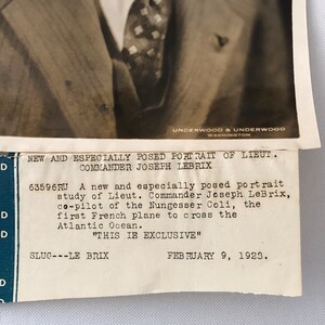 Press Photo Photograph Aviator Pilot Joseph Lebrix 1923 Underwood ...