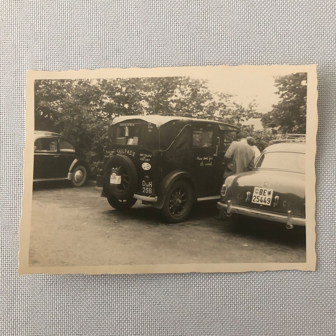 Vintage Photo Photograph Antique Car With VW Beetle Mercedes Benz Tag ...