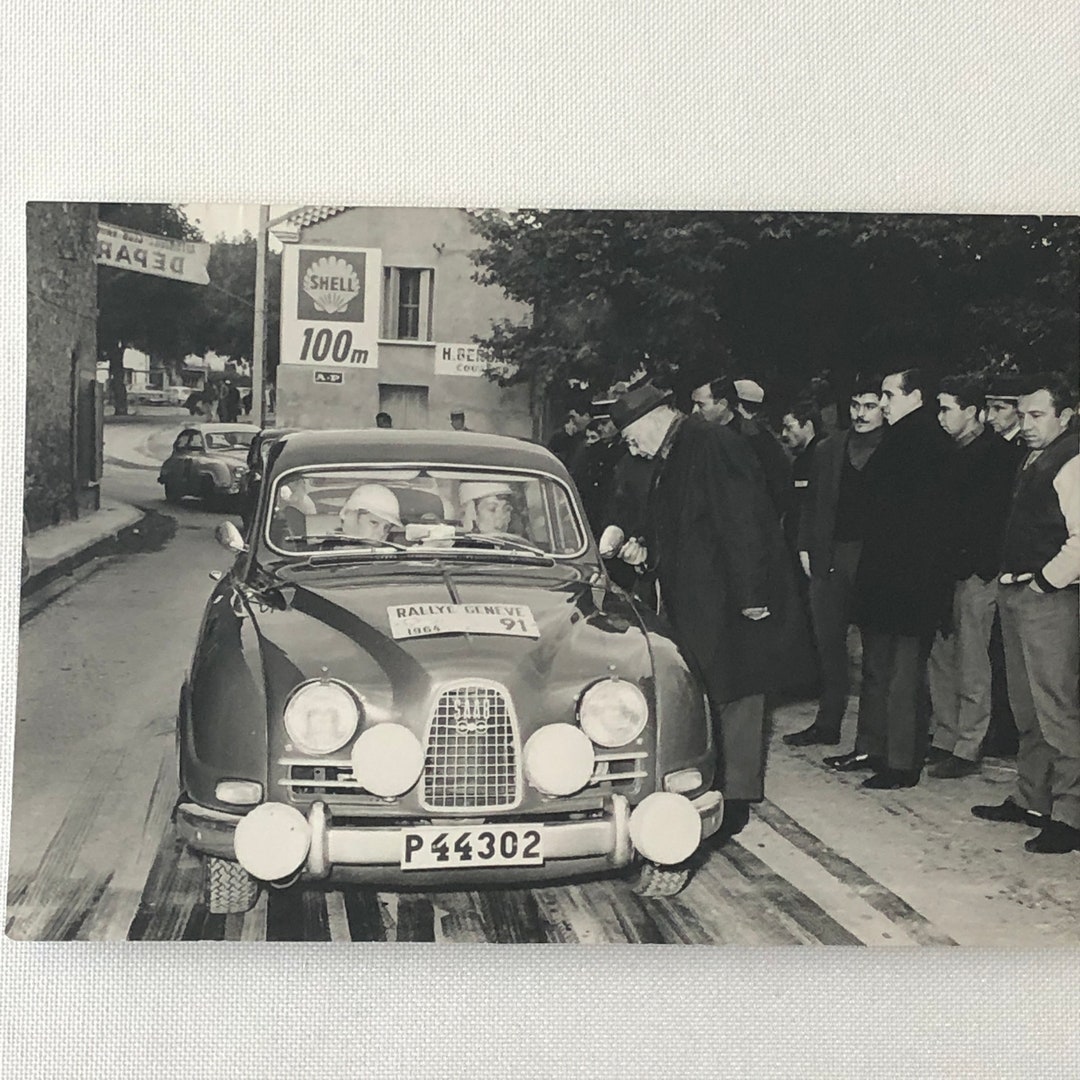 Vintage Pat Carlsson Moss Rally Racing Driver Photo Photograph Saab Car ...