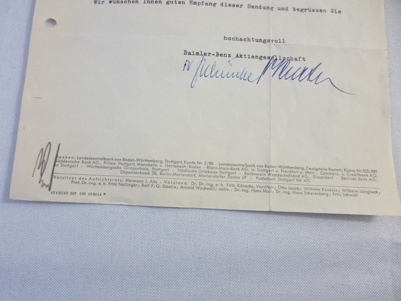 1957 Mercedes Benz Daimler Letter Letterhead Document German Text - Etsy