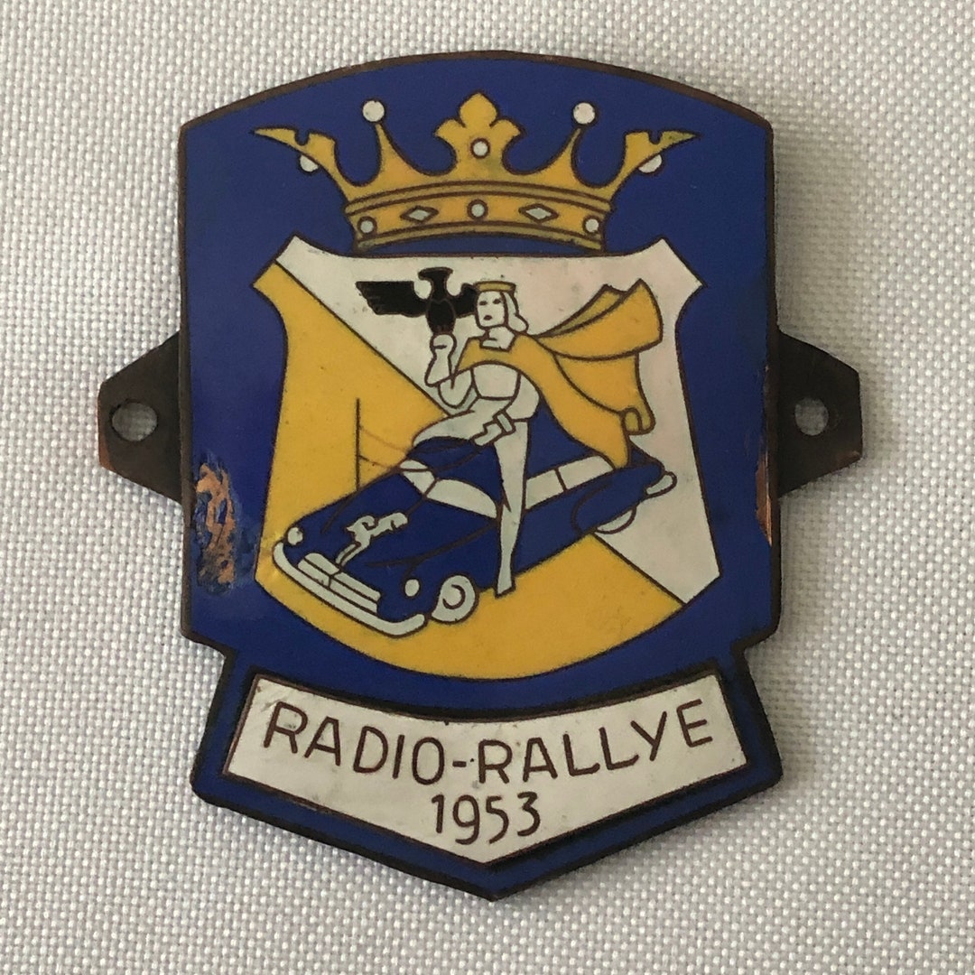 1953 Radio Rallye Dutch Car Club Enamel Rally Rallye Participant Badge ...