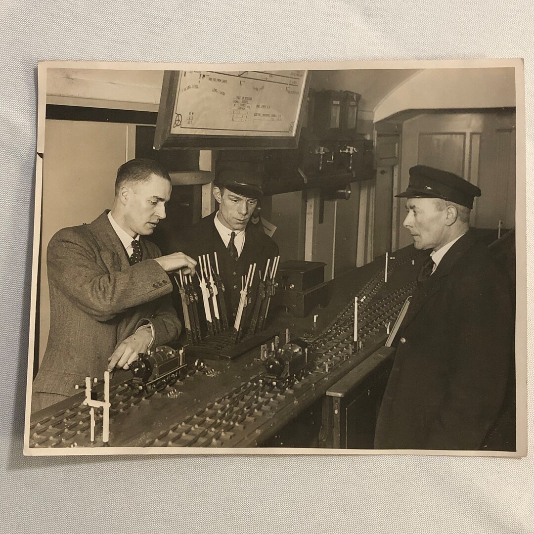 Press Photo Photograph Train Railway Signalman Training Equipment 1934 ...