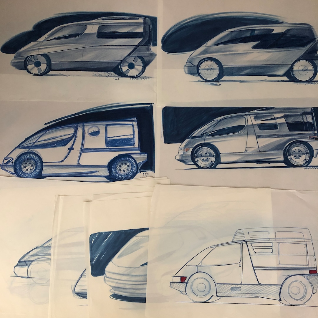 Car Styling Concept Illustration Art Drawing Sketch Vintage Lot 14x ...