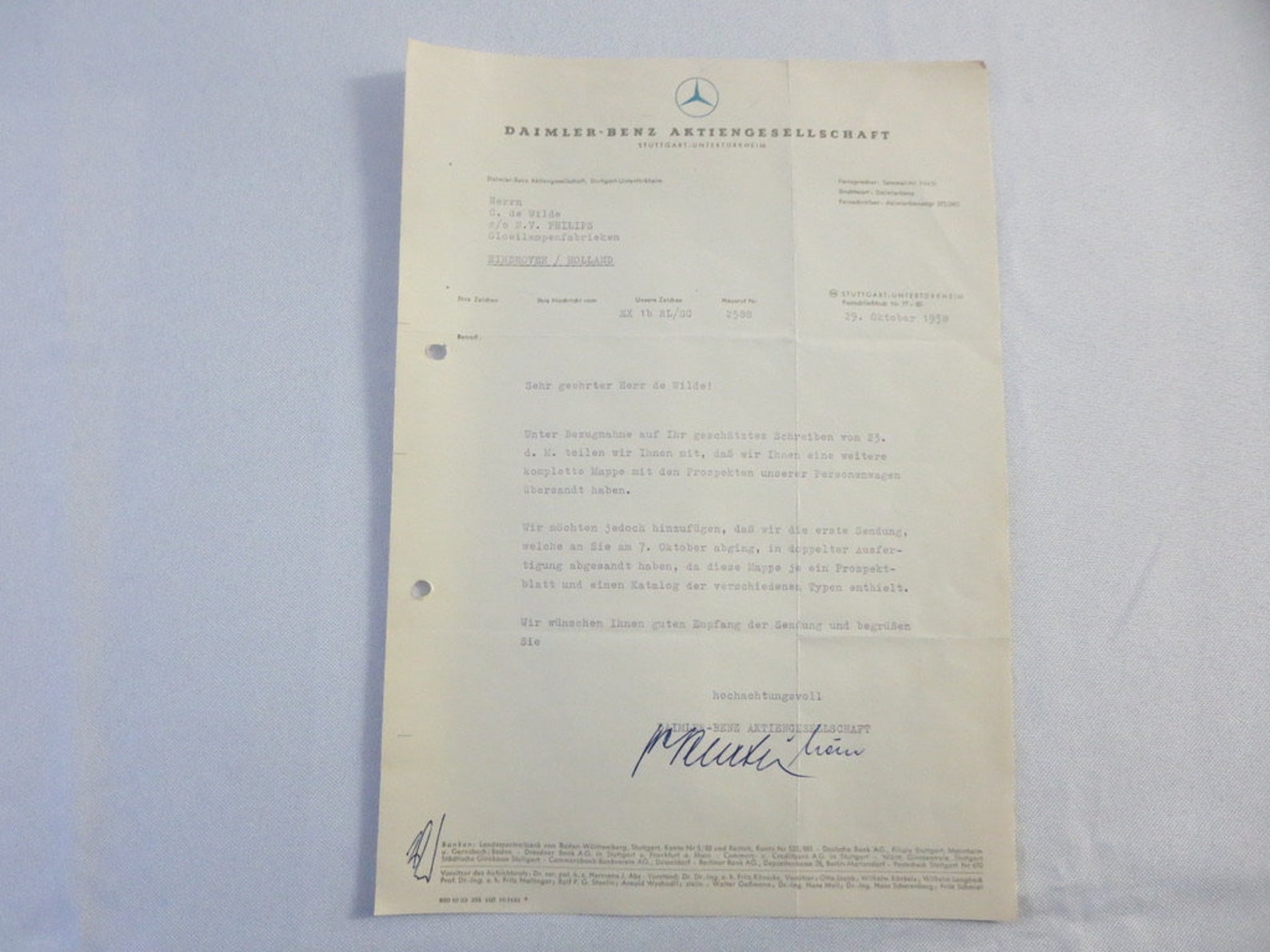 1958 Mercedes Benz Daimler Letter Letterhead Document German - Etsy