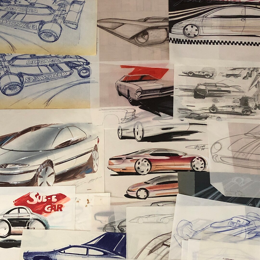 Car Styling Concept Illustration Art Drawing Sketch Lot of 22 1960s ...