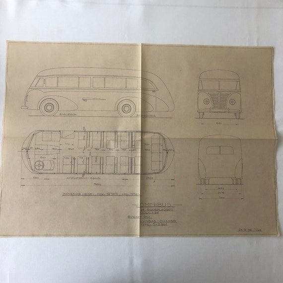 1935 Coachbuilder Bus Design Blueprint Rendering Blue Print - Etsy