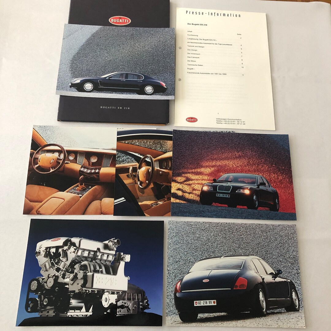Bugatti EB 218 Concept Car Press Kit Brochure Photos Bugatti EB218 GERMAN Text - Etsy