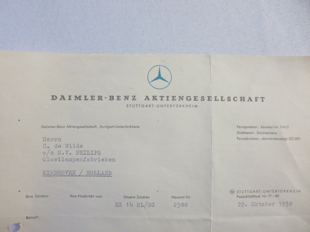 1958 Mercedes Benz Daimler Letter Letterhead Document German Text - Etsy
