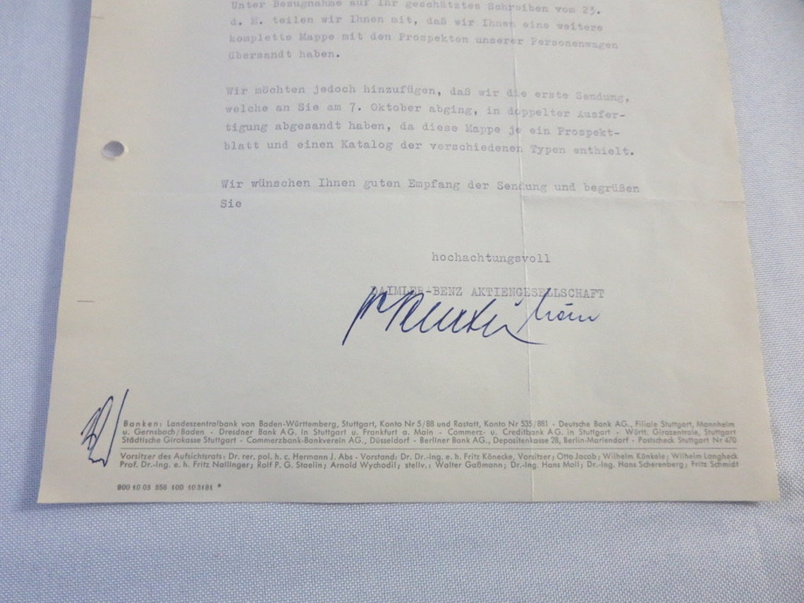 1958 Mercedes Benz Daimler Letter Letterhead Document German - Etsy