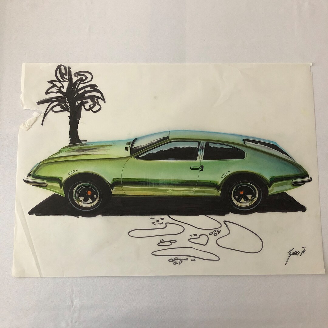 Styling Concept Car Illustration Art Drawing Sketch Vintage Original ...