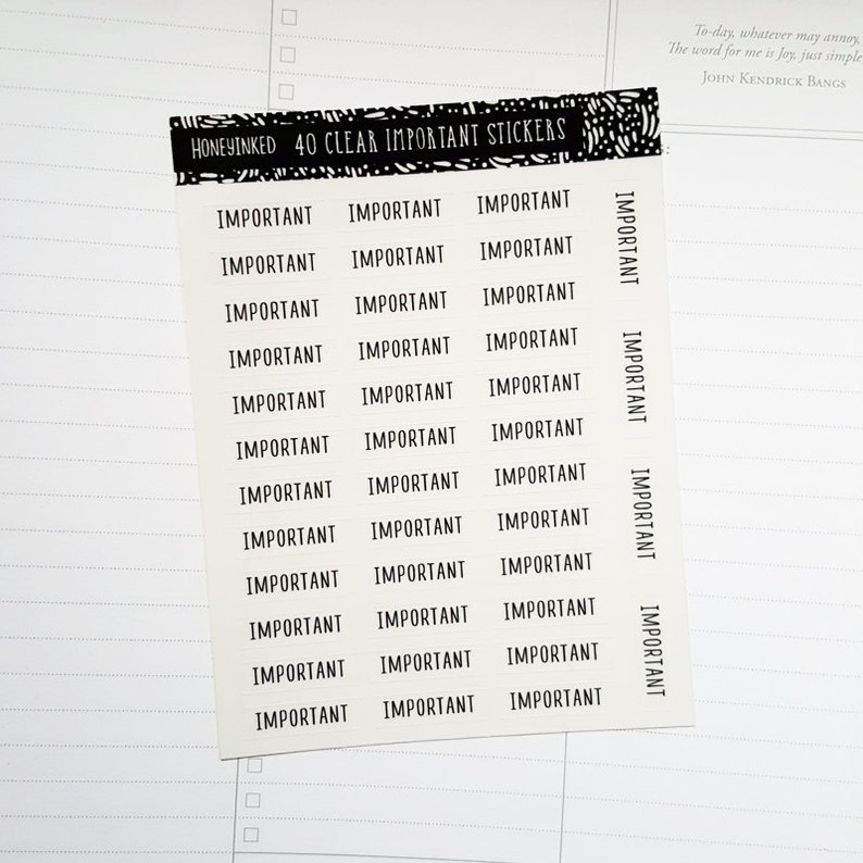 40 Important Stickers Important Planner Stickers Header - Etsy