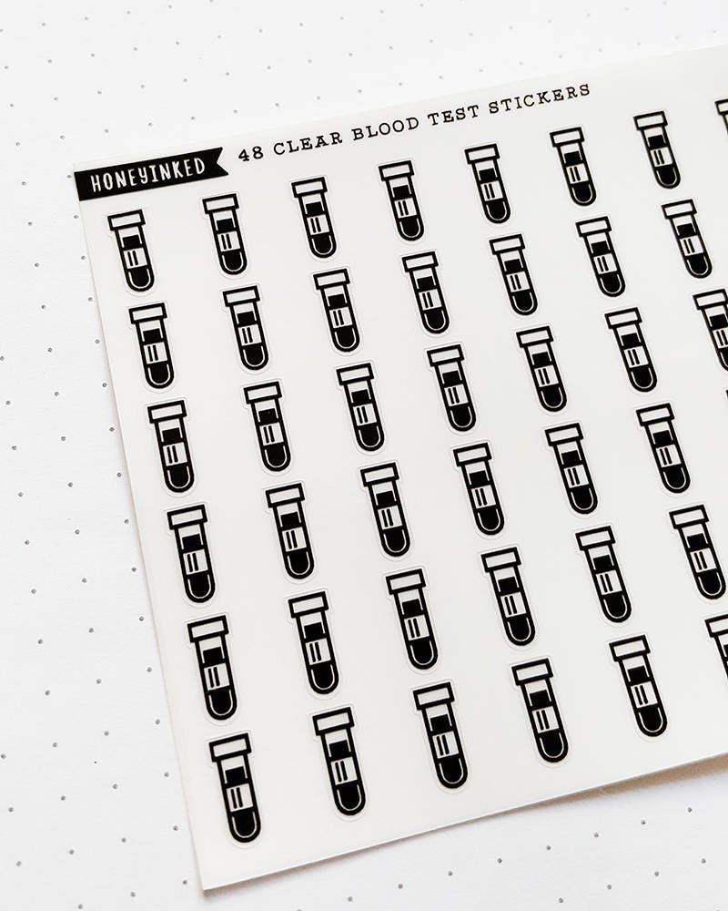 48 Blood Test Planner Stickers Blood Test Stickers Clear - Etsy
