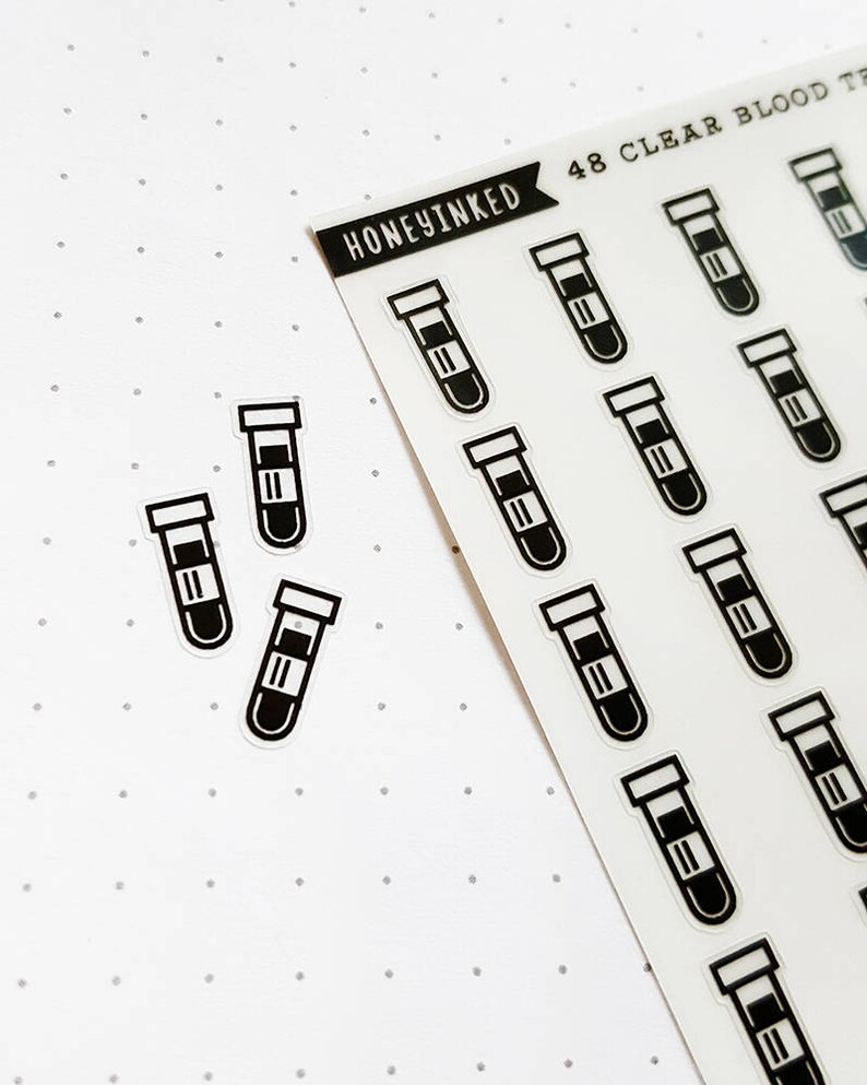 48 Blood Test Planner Stickers Blood Test Stickers Clear | Etsy