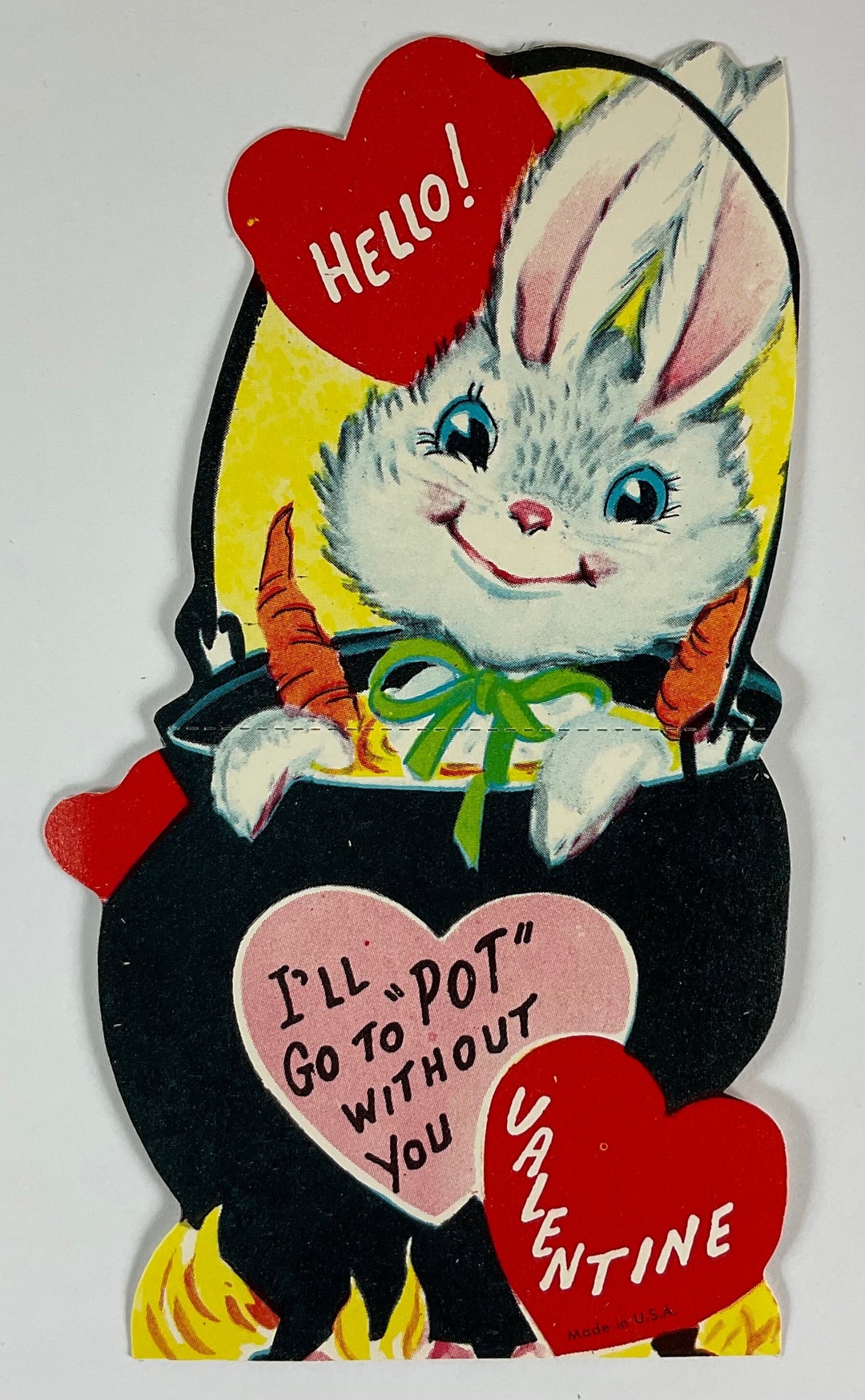 I’ll Go to Pot Without You Bunny Rabbit Vintage 1950s Unused Valentine ...