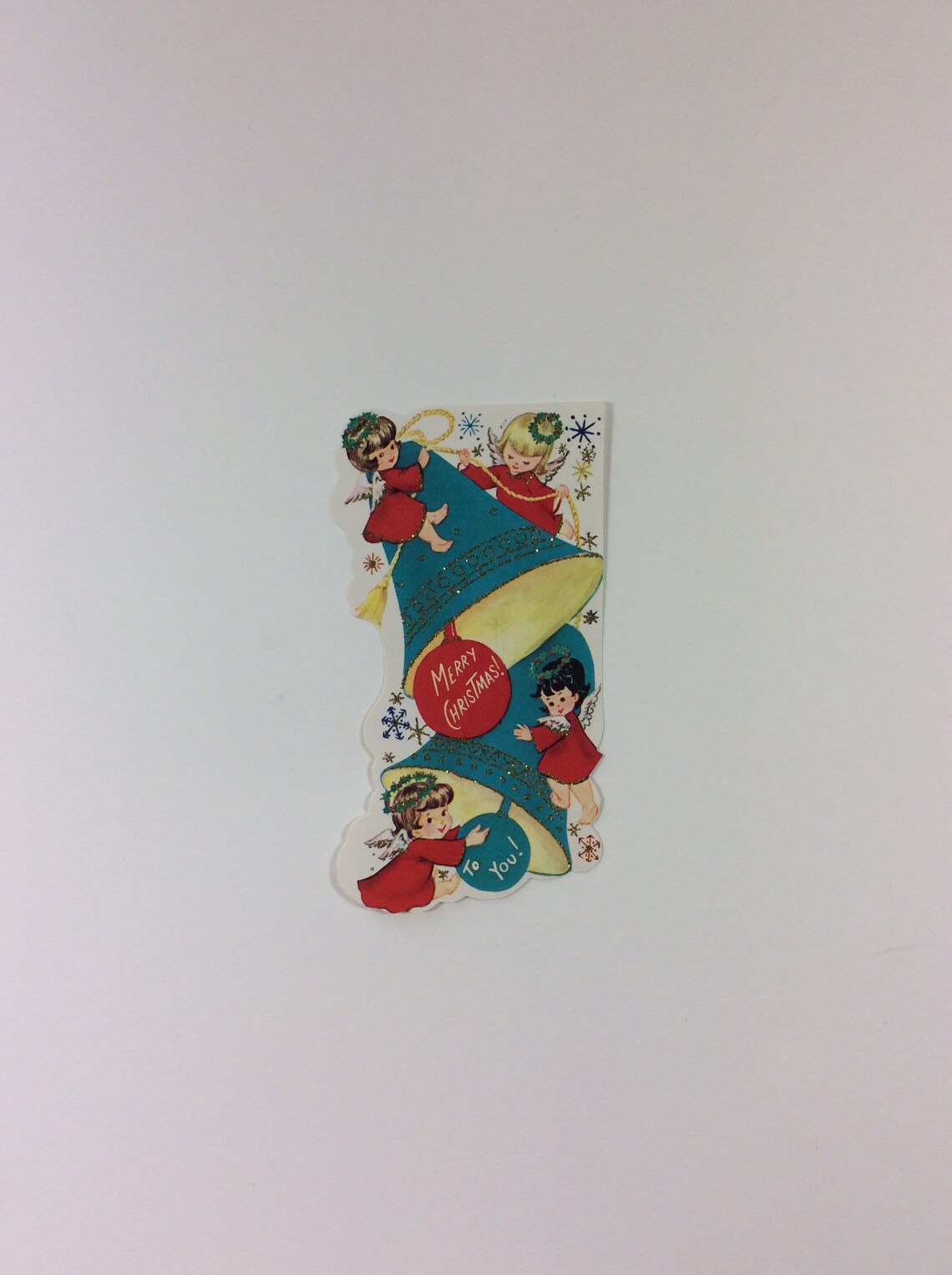 Angels Ringing Big Blue Christmas Bells Vintage 1950s Unused Single ...