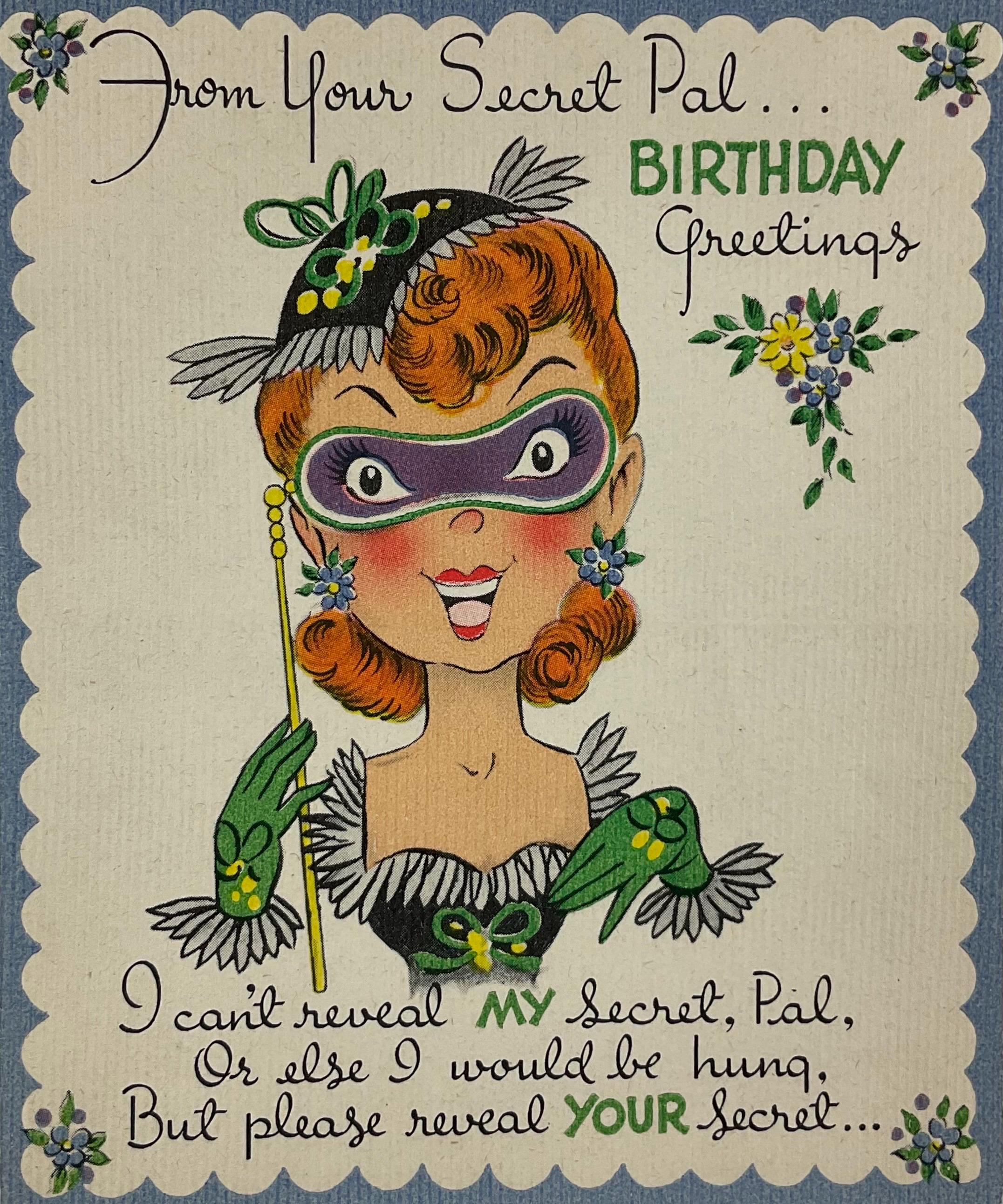 Masquerade Mask Wearing Secret Pal Secret of Staying Young Girl Vintage ...