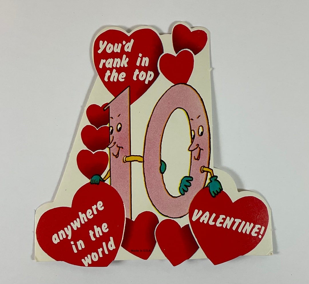 Anthro Anthropomorphic Number Ten 10 & Red Hearts Vintage Unused ...