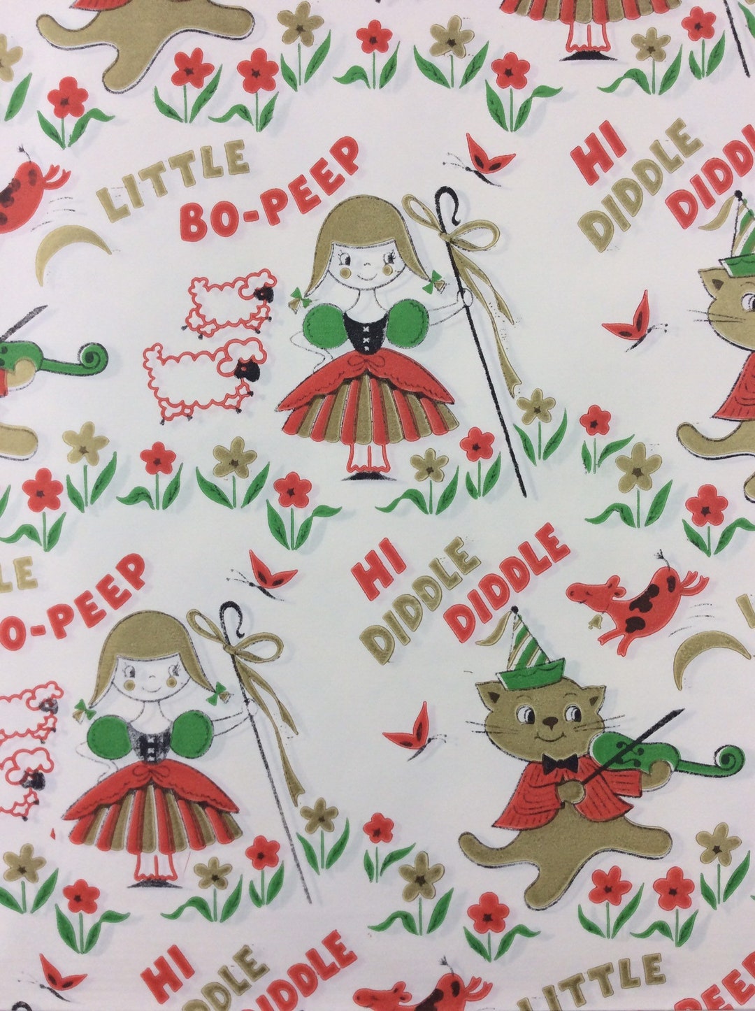 Little Bo Peep Nursery Rhyme Vintage 1940s Perkins Birthday Gift Wrap ...