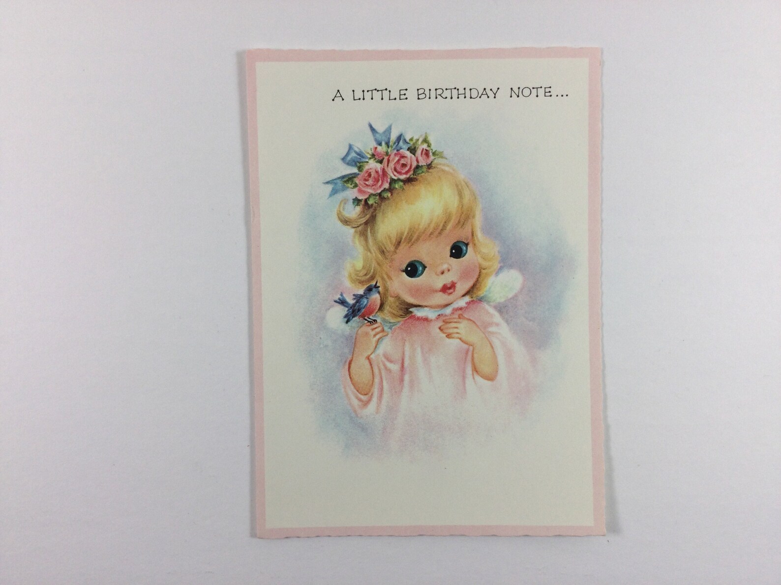 Big Eyes Angel Cherub Holding a Blue Bird Bluebird Vintage - Etsy