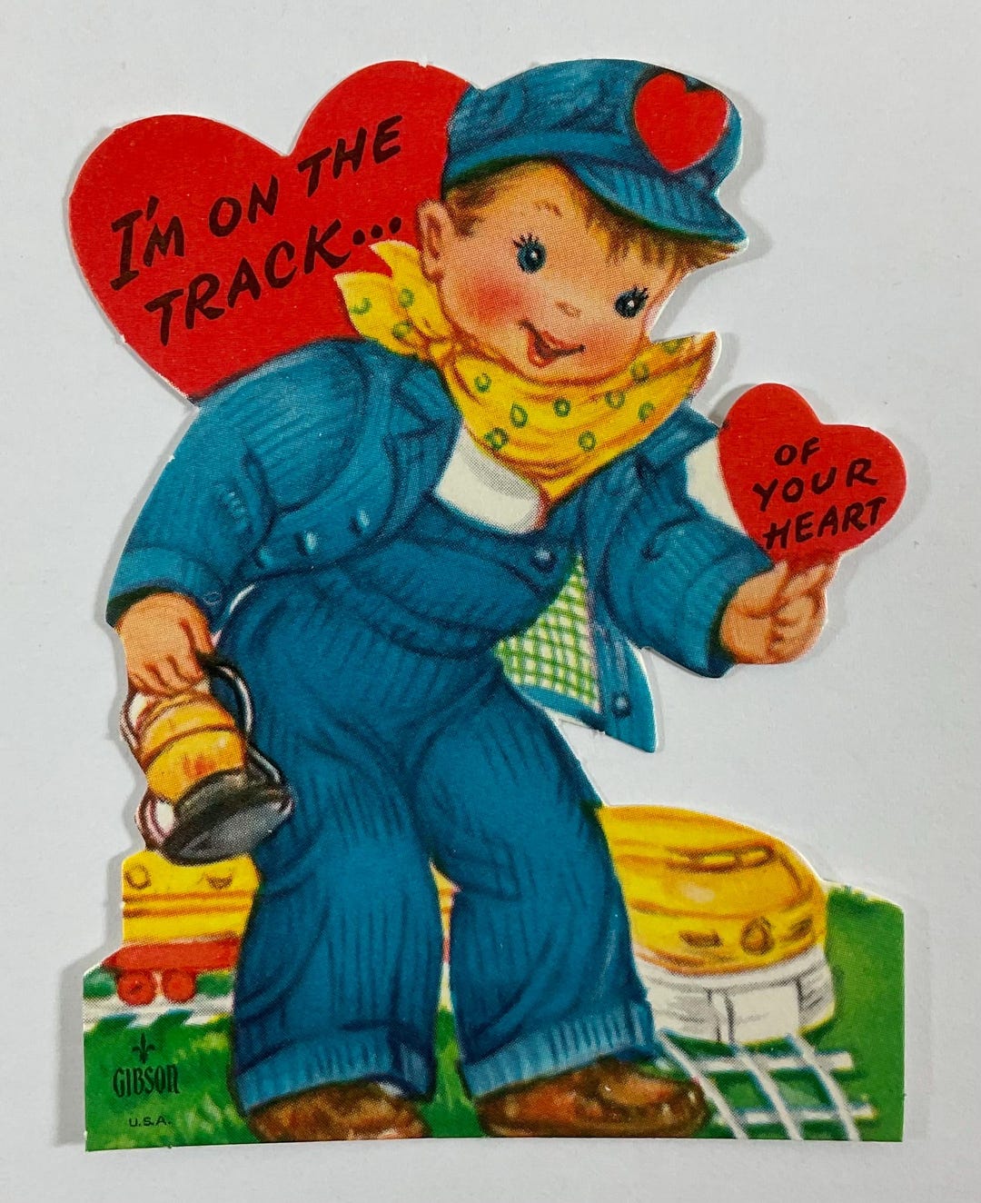 I’m on the Track of Your Heart Train Conductor Vintage Unused Gibson ...
