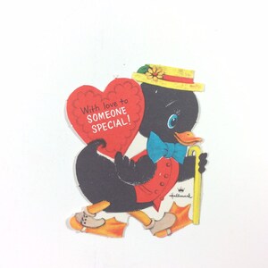 Black Duck Duckling With Walking Cane Vintage 1950s Hallmark Valentine ...