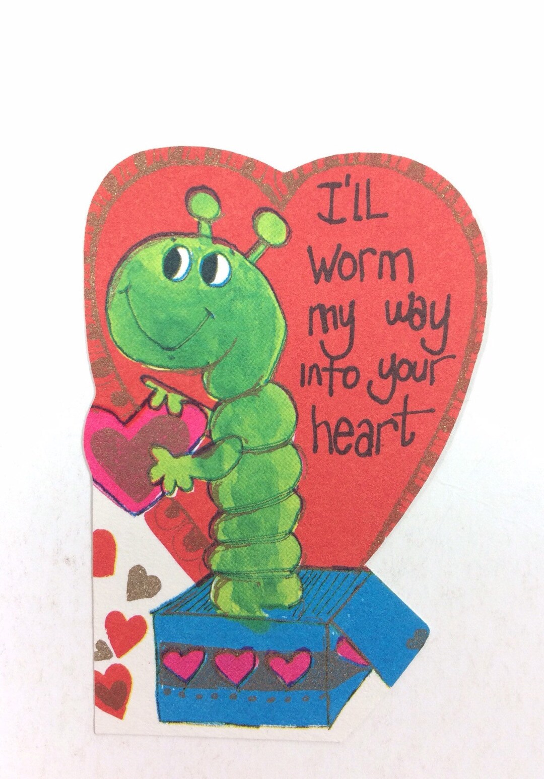 I'll Worm My Way Into Your Heart Green Worm in Heart Box Vintage 1950s ...