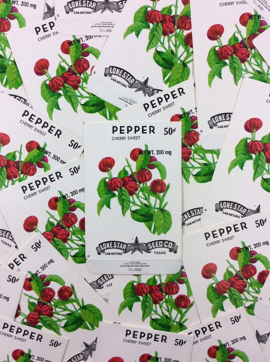Lot of 5 Pepper Cherry Sweet Vintage Unused 50 Cents Empty Seed Packets ...