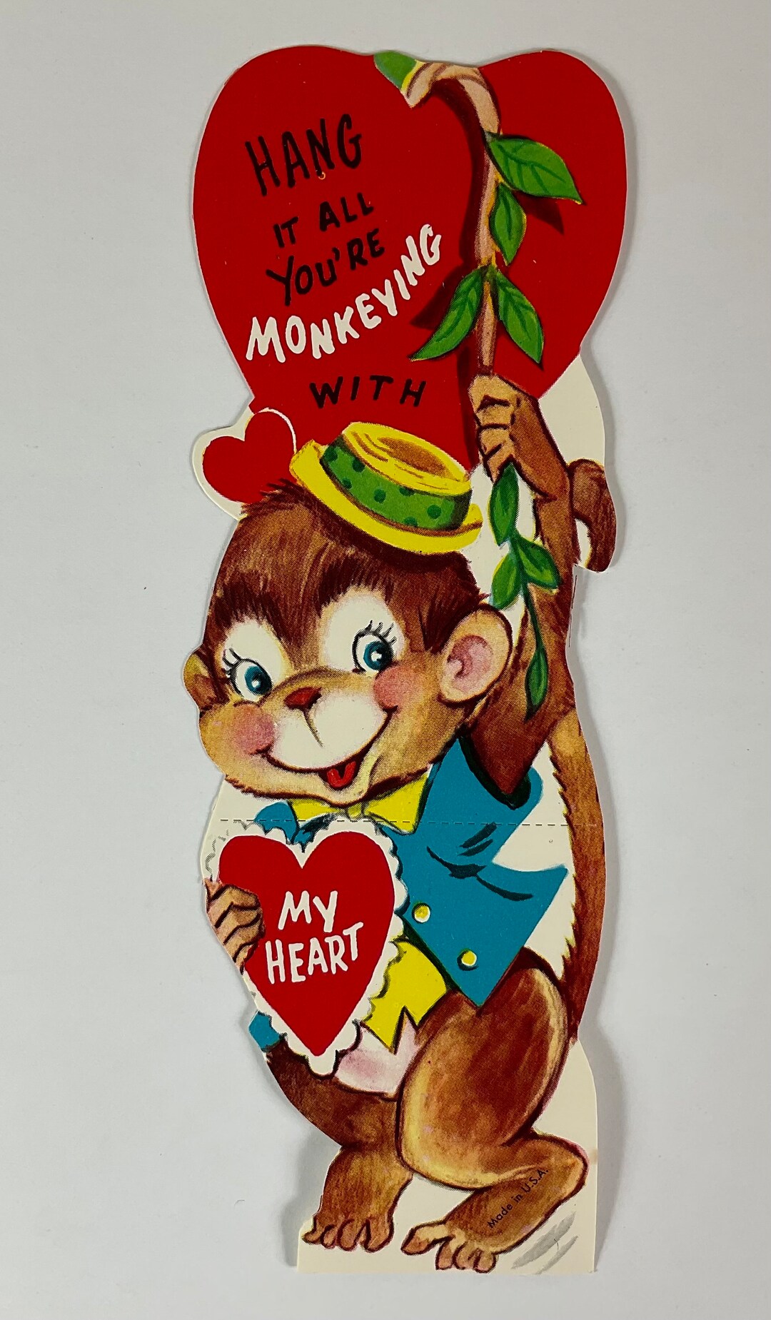 Youre Monkeying With My Heart Monkey Vintage 1950s Unused Valentine ...