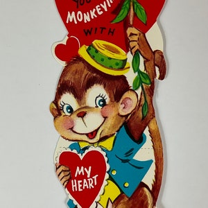 Youre Monkeying With My Heart Monkey Vintage 1950s Unused Valentine ...