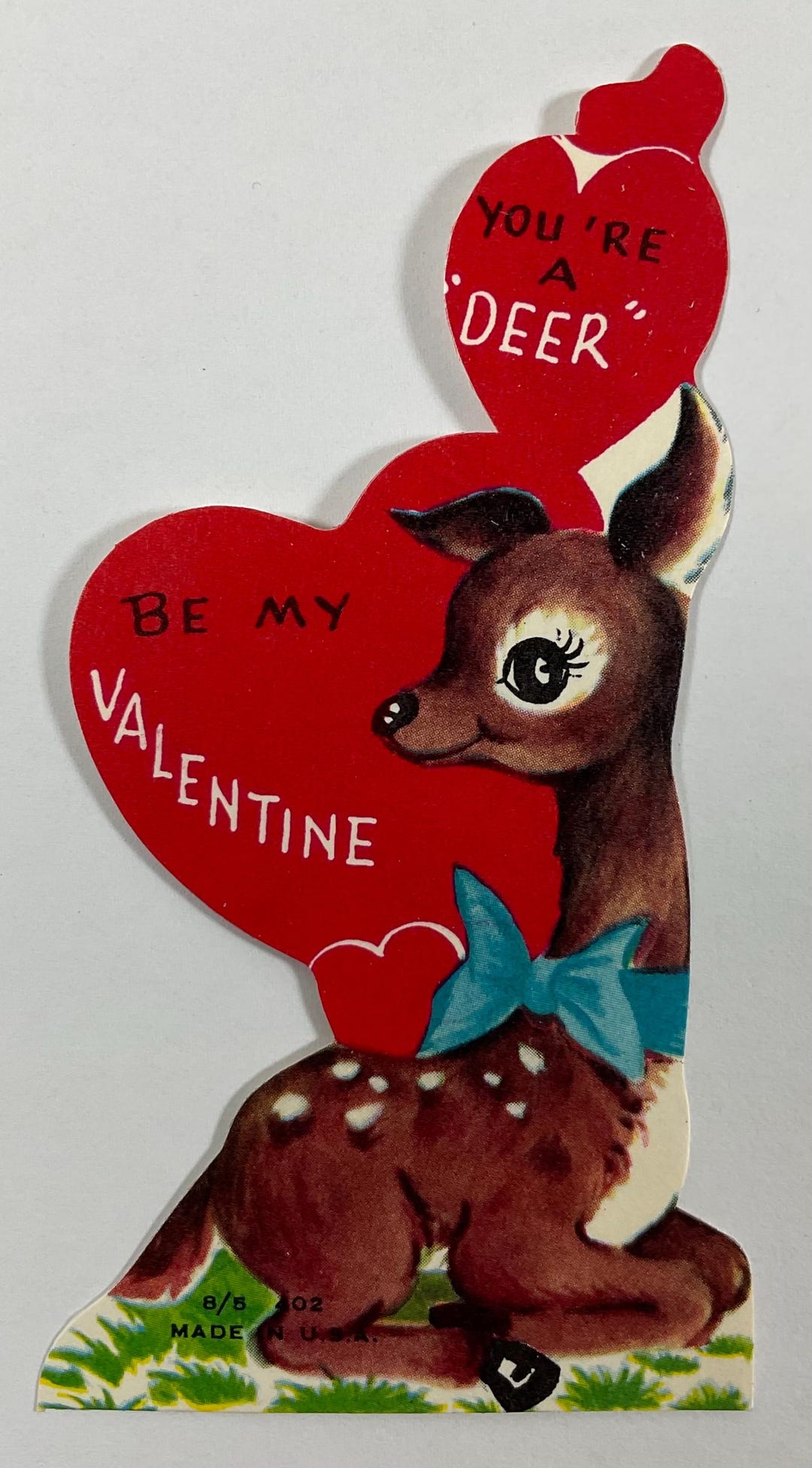You’re A Dear Blue Bow Tie Deer Vintage 1950s Unused Valentine Novelty ...