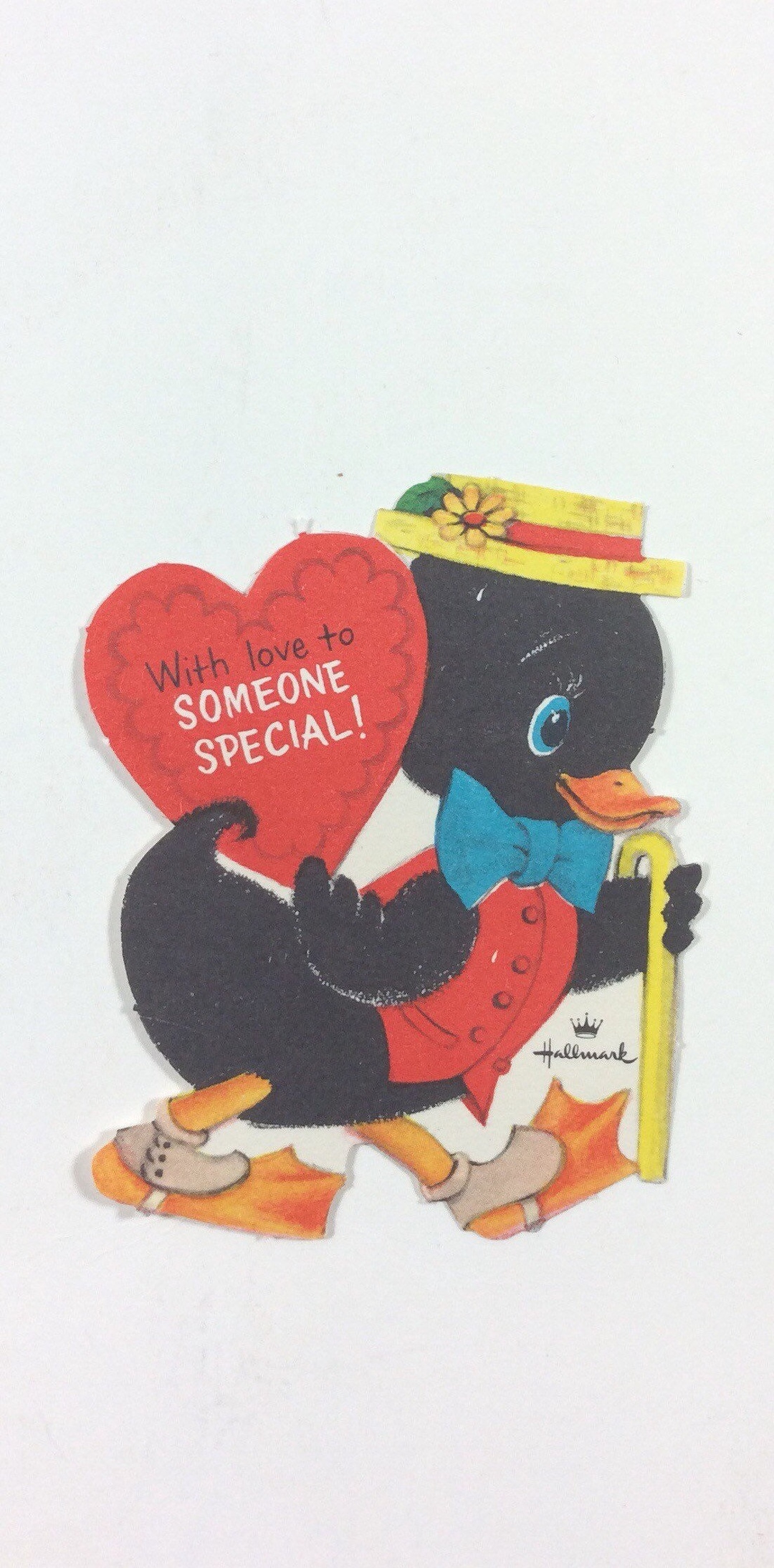 Black Duck Duckling With Walking Cane Vintage 1950s Hallmark Valentine ...