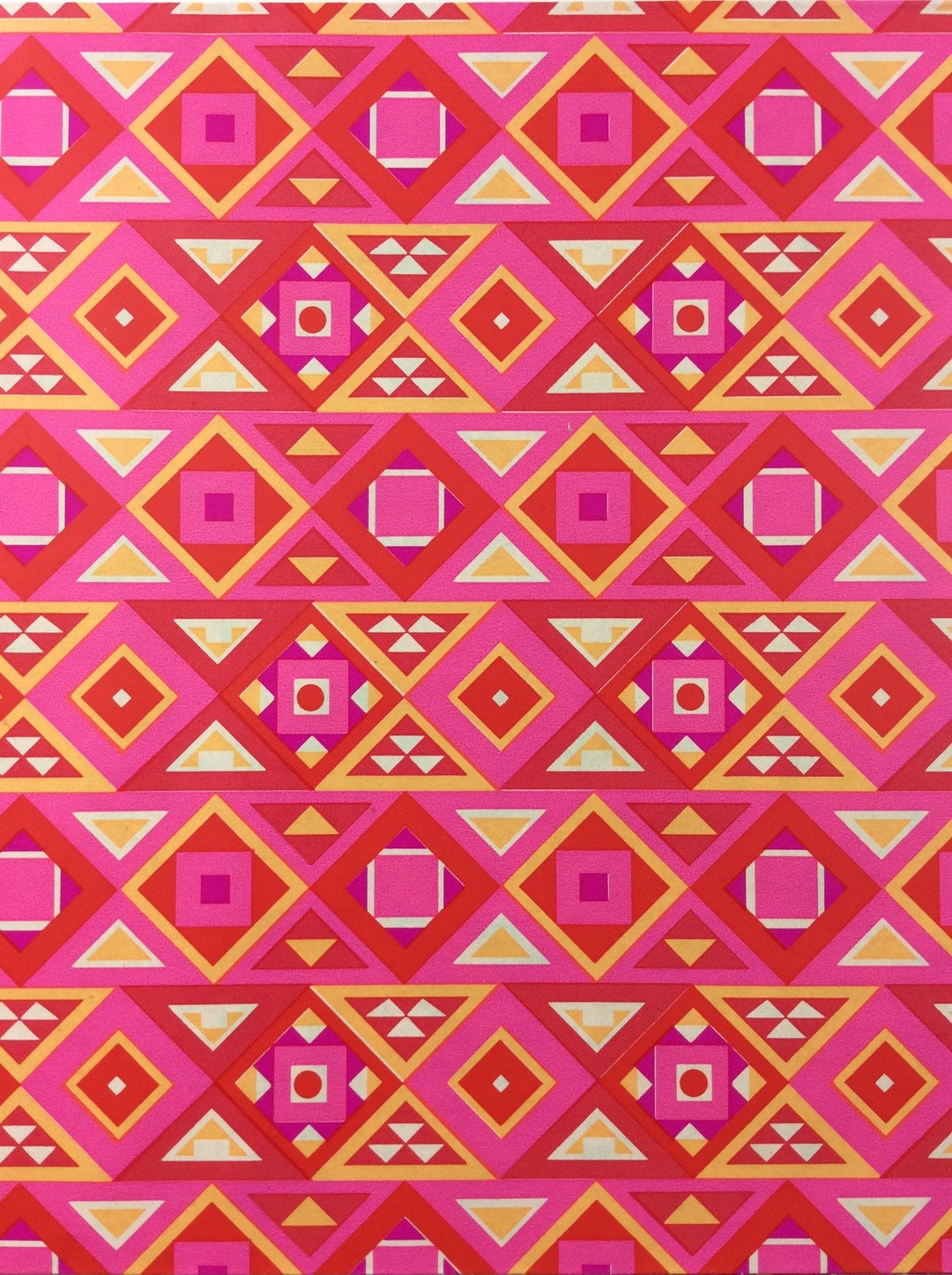 Pink Red Yellow Aztec Design Vintage 1940s Birthday Gift Wrap Wrapping ...