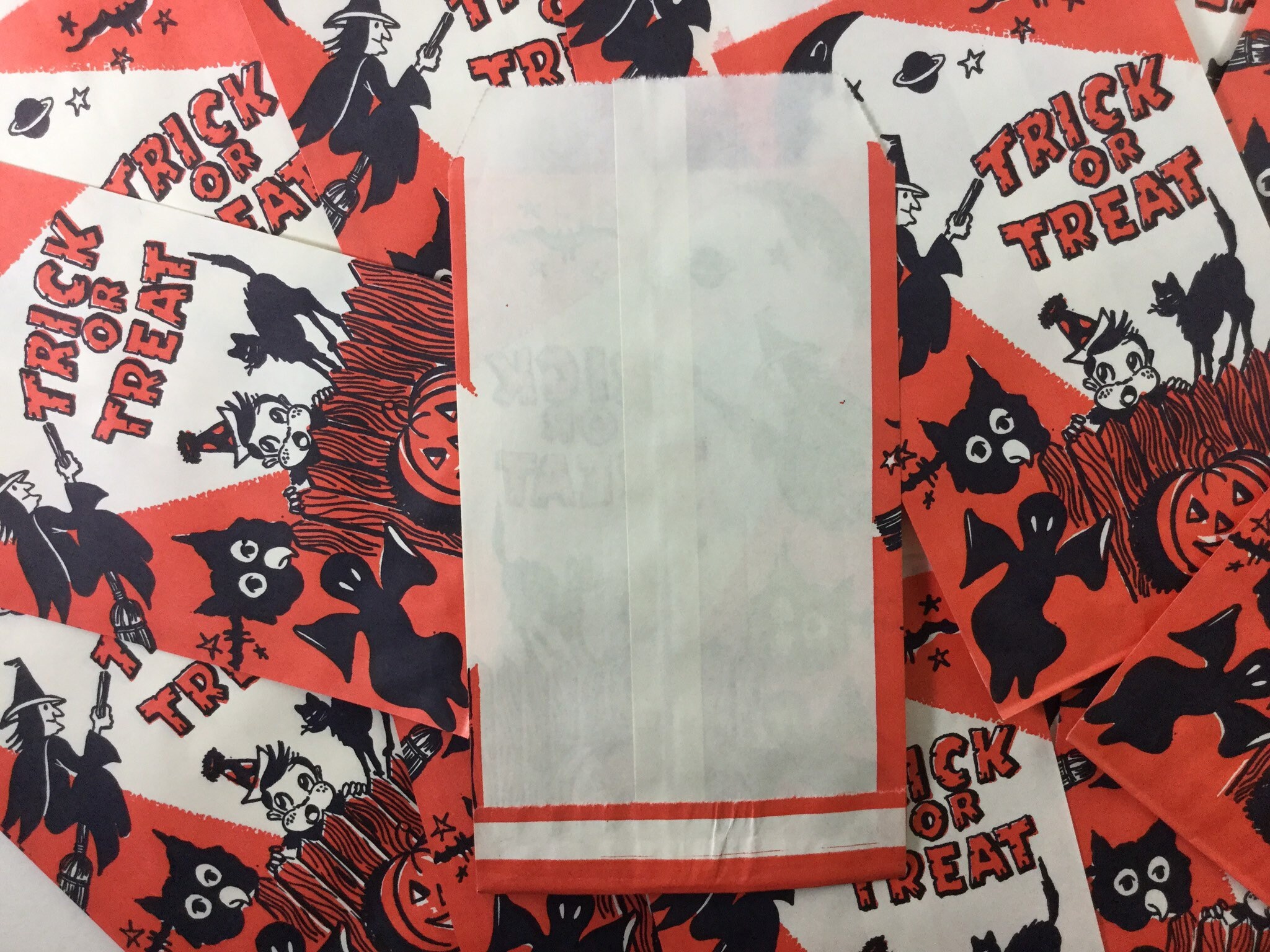 Lot of 2 Halloween Witch Ghost Black Cat Bat Pumpkin Vintage | Etsy