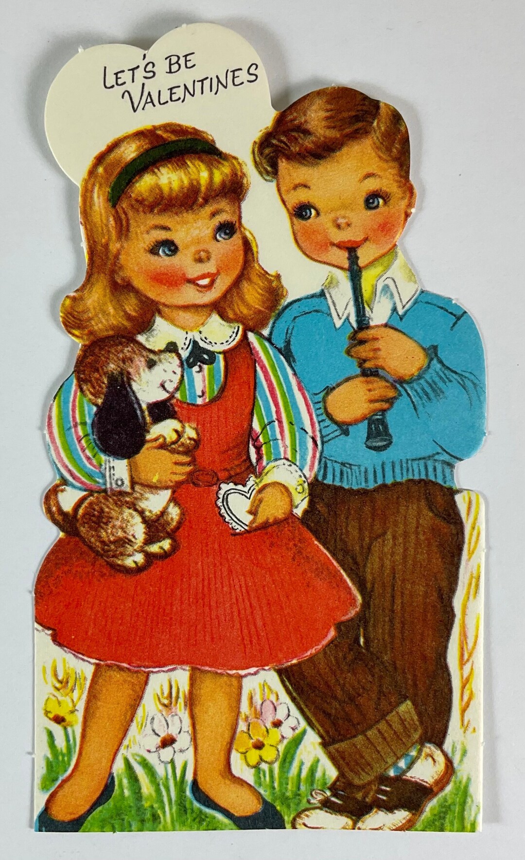 Musical Clarinet Playing Children & Puppy Dog Vintage 1950s Unused ...