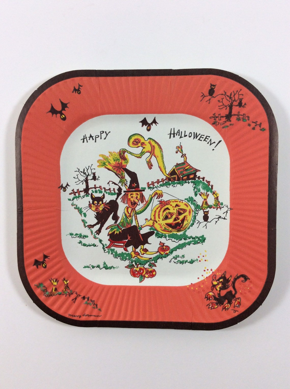 Scary Halloween Witch JOL Pumpkin Black Cat Ghost in Pumpkin Patch ...
