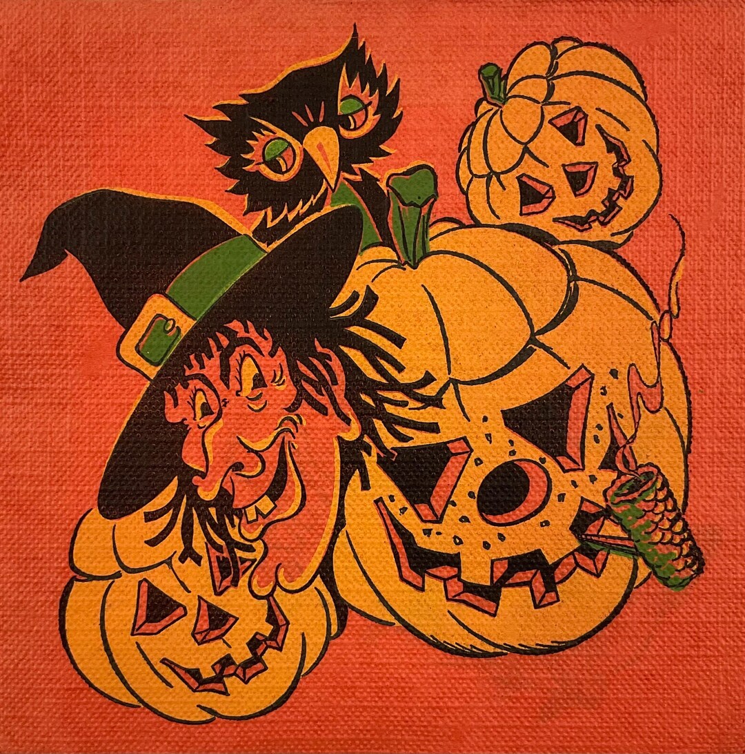 Wise Owl Wicked Witch & Anthro Anthropomorphic JOL Pumpkins Vintage ...