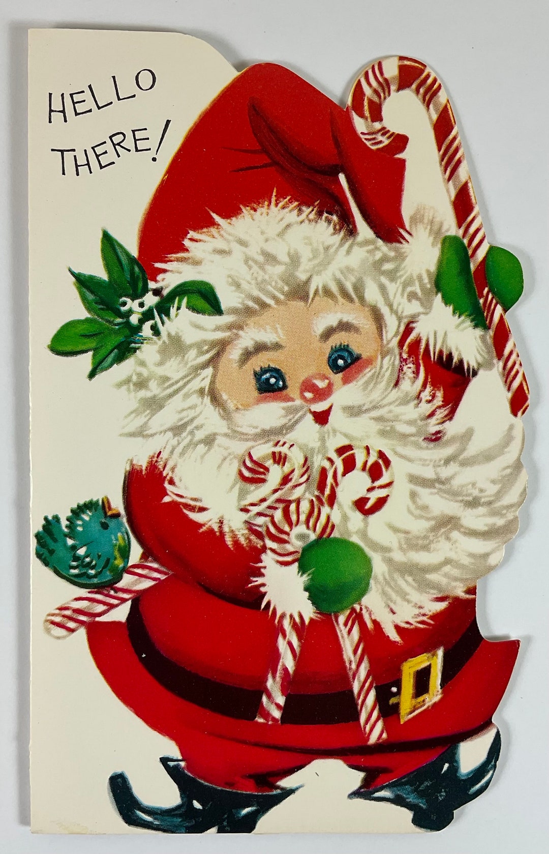 Santa Claus Blue Bird Bluebird & Candy Canes Vintage 1950s Unused ...