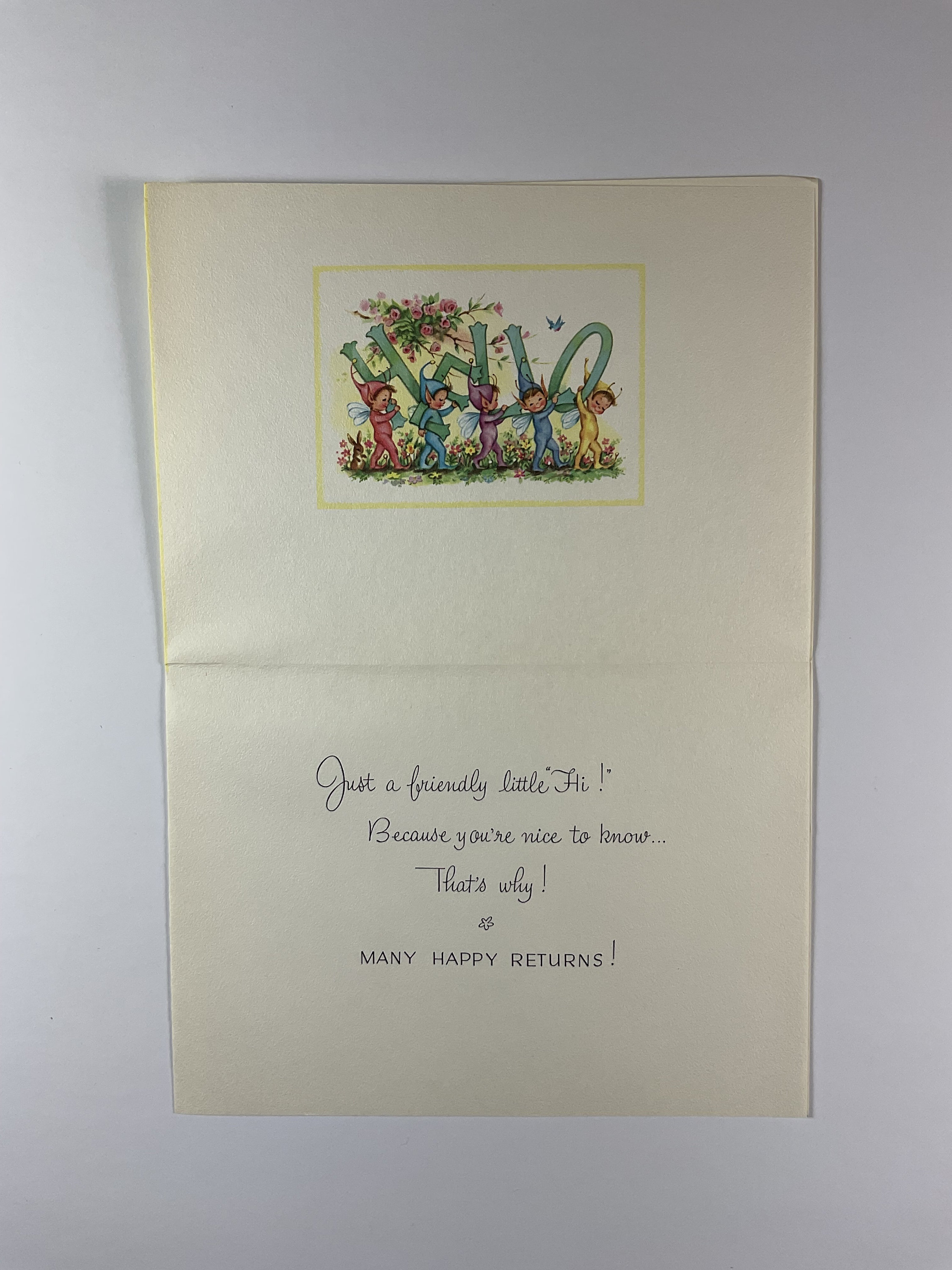 Just A Friendly Little Hi Hello Fairy Wings Pixie Elf Knomes Vintage ...