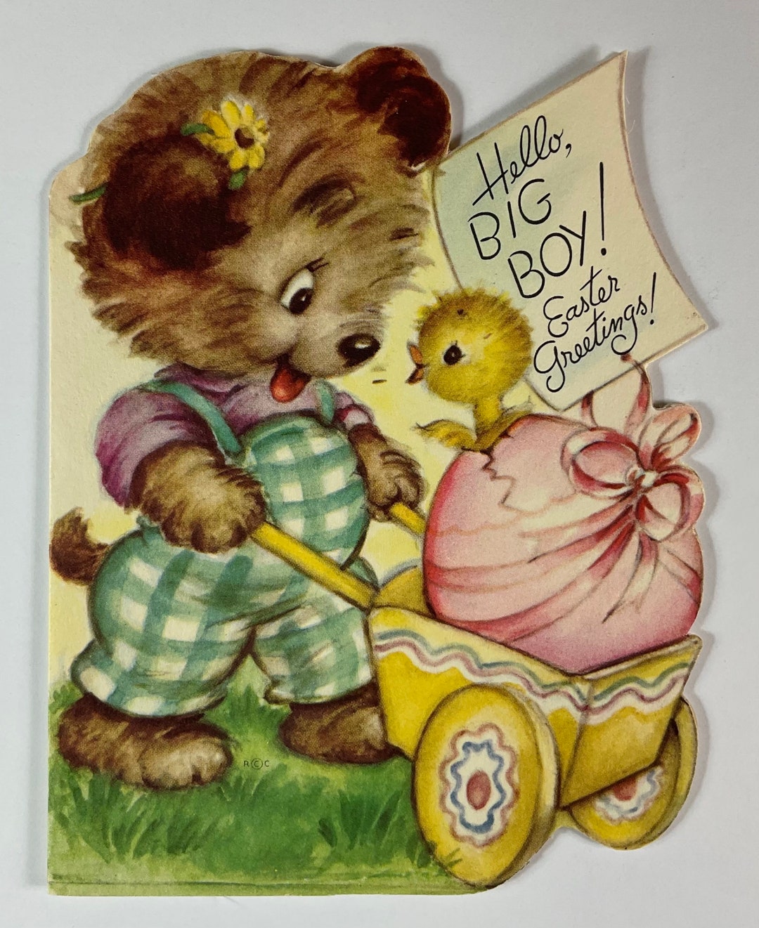 Hello Big Boy Puppy Dog Pushing a Chick & Egg Cart Vintage 1948 Rust ...